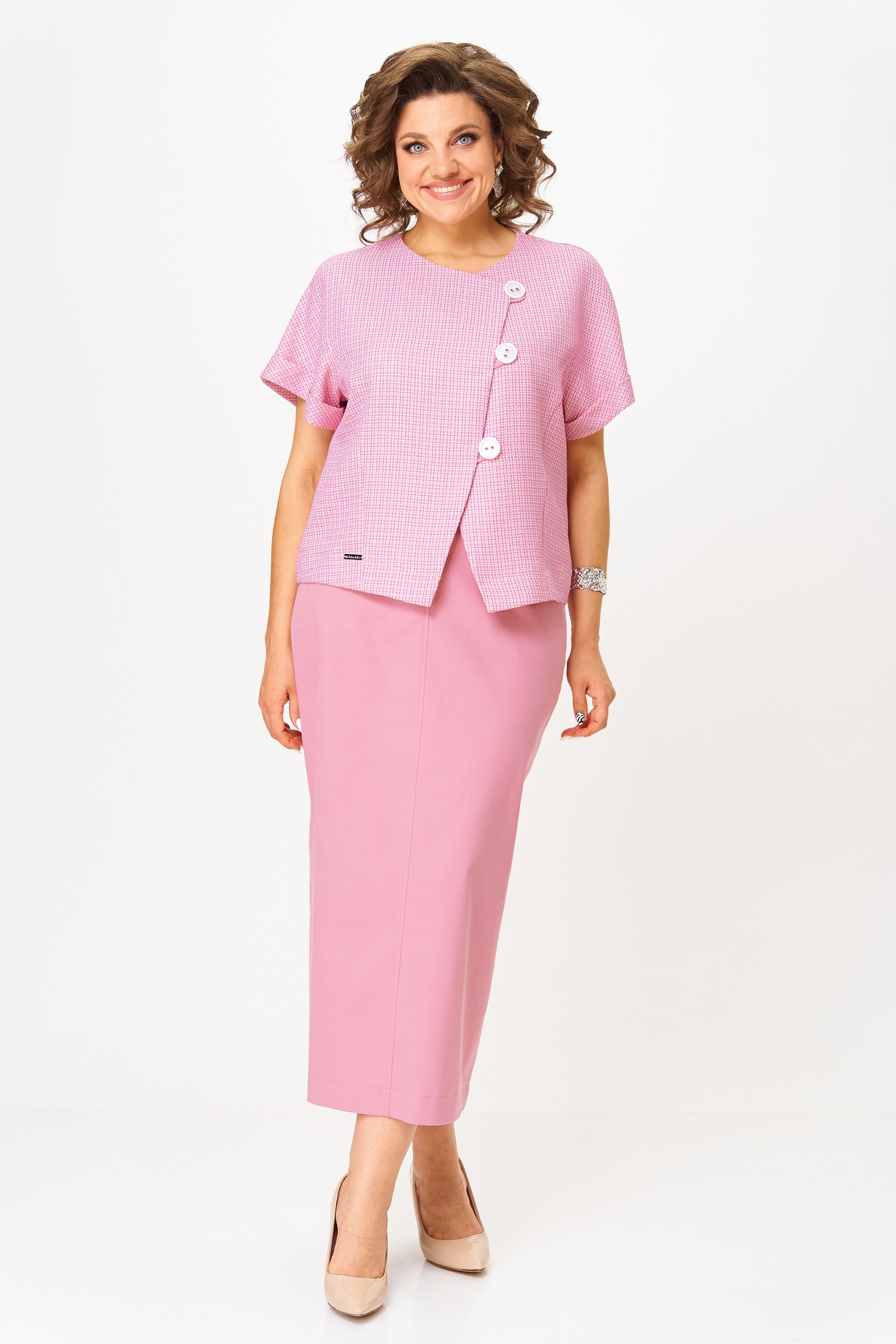 *Костюм с юбкой 1422 розовый Michel Chic купить - 18% скидка | в наличии